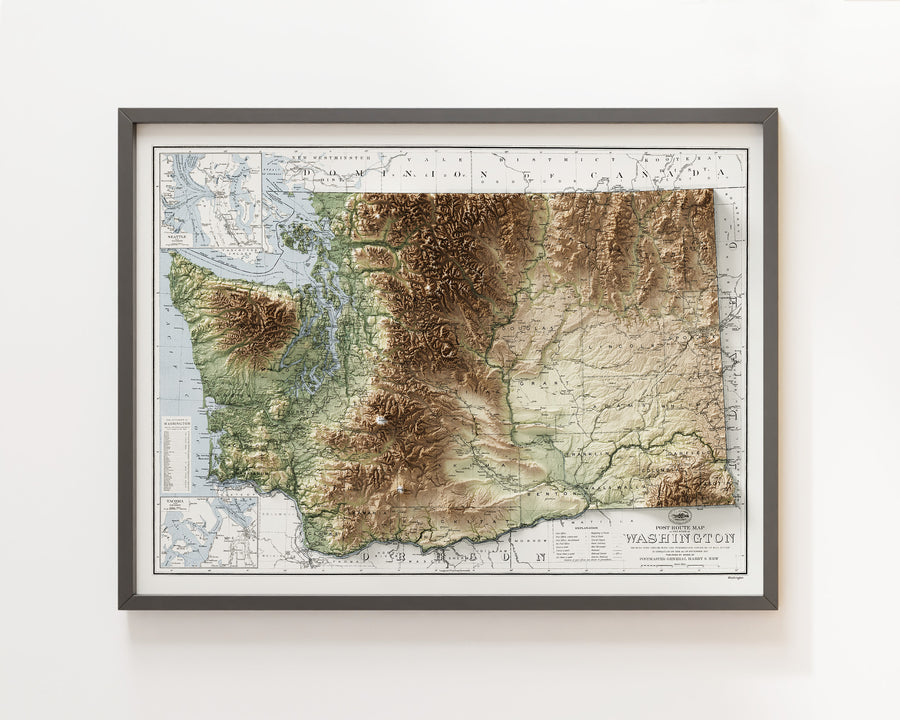 Washington State Vintage Topographic Map (c.1925) – Visual Wall Maps Studio