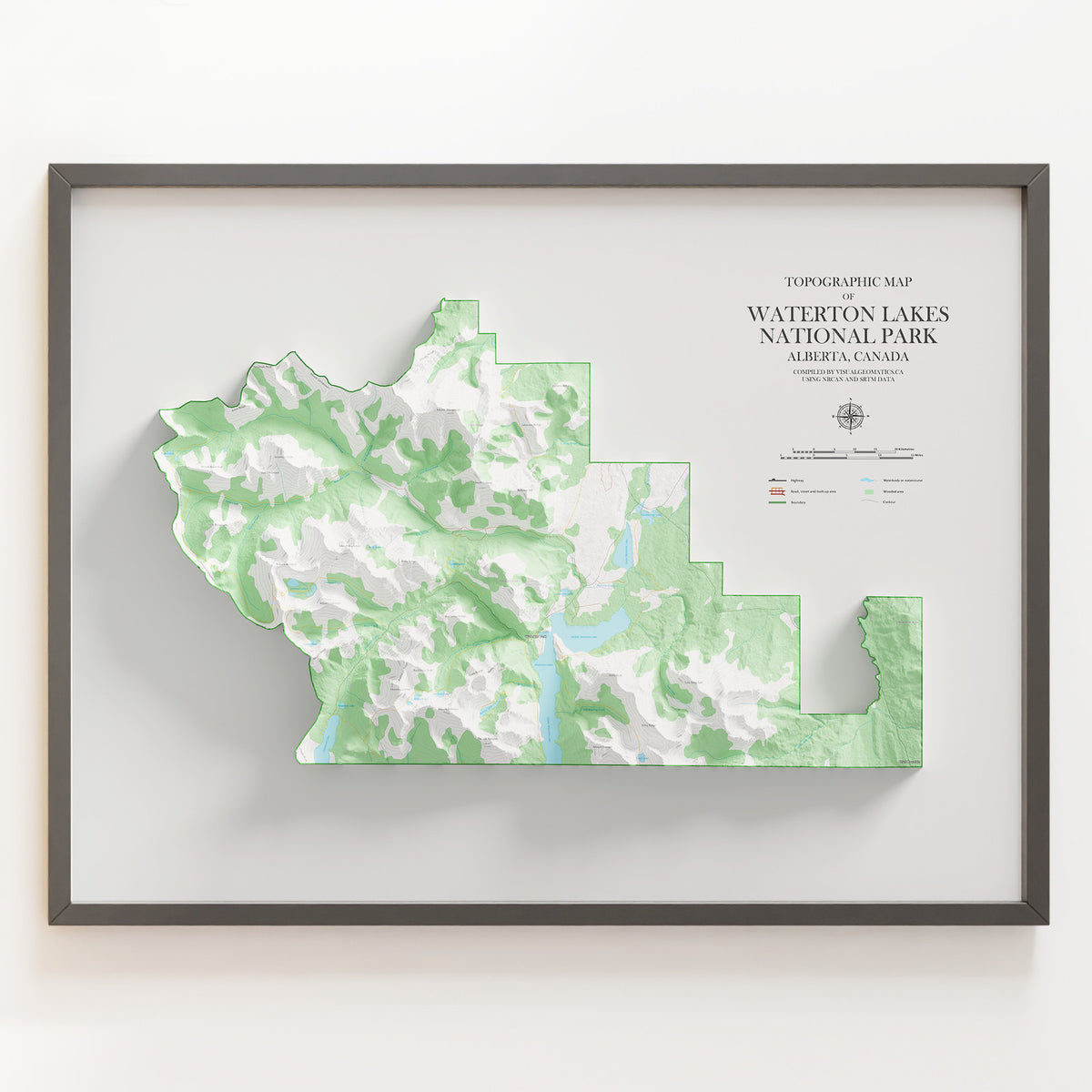 Waterton Lakes National Park Topographic Map – Visual Wall Maps Studio