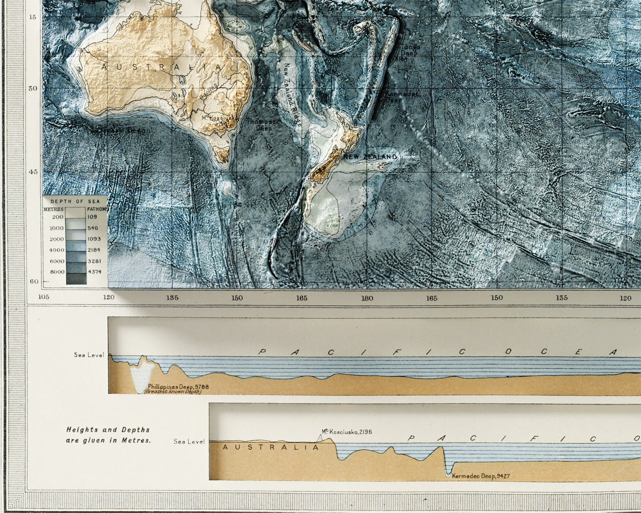 World Bathymetry Vintage Map – Visual Wall Maps Studio