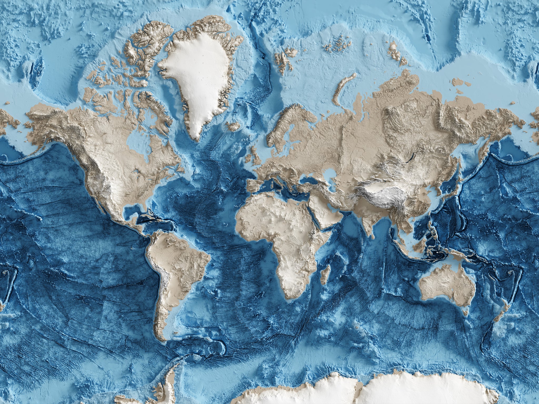 World Shaded Relief – Visual Wall Maps Studio