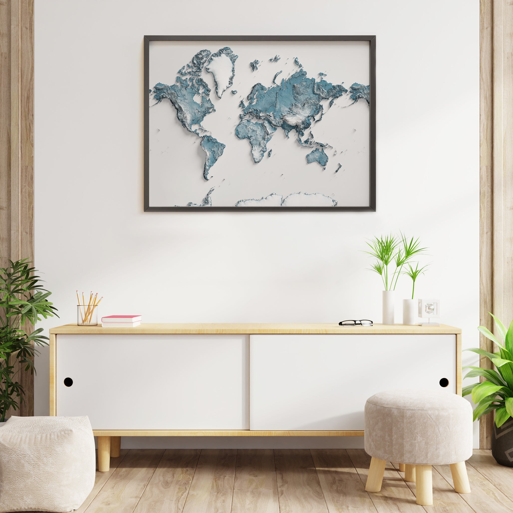 The World Shaded Relief Map – Visual Wall Maps Studio