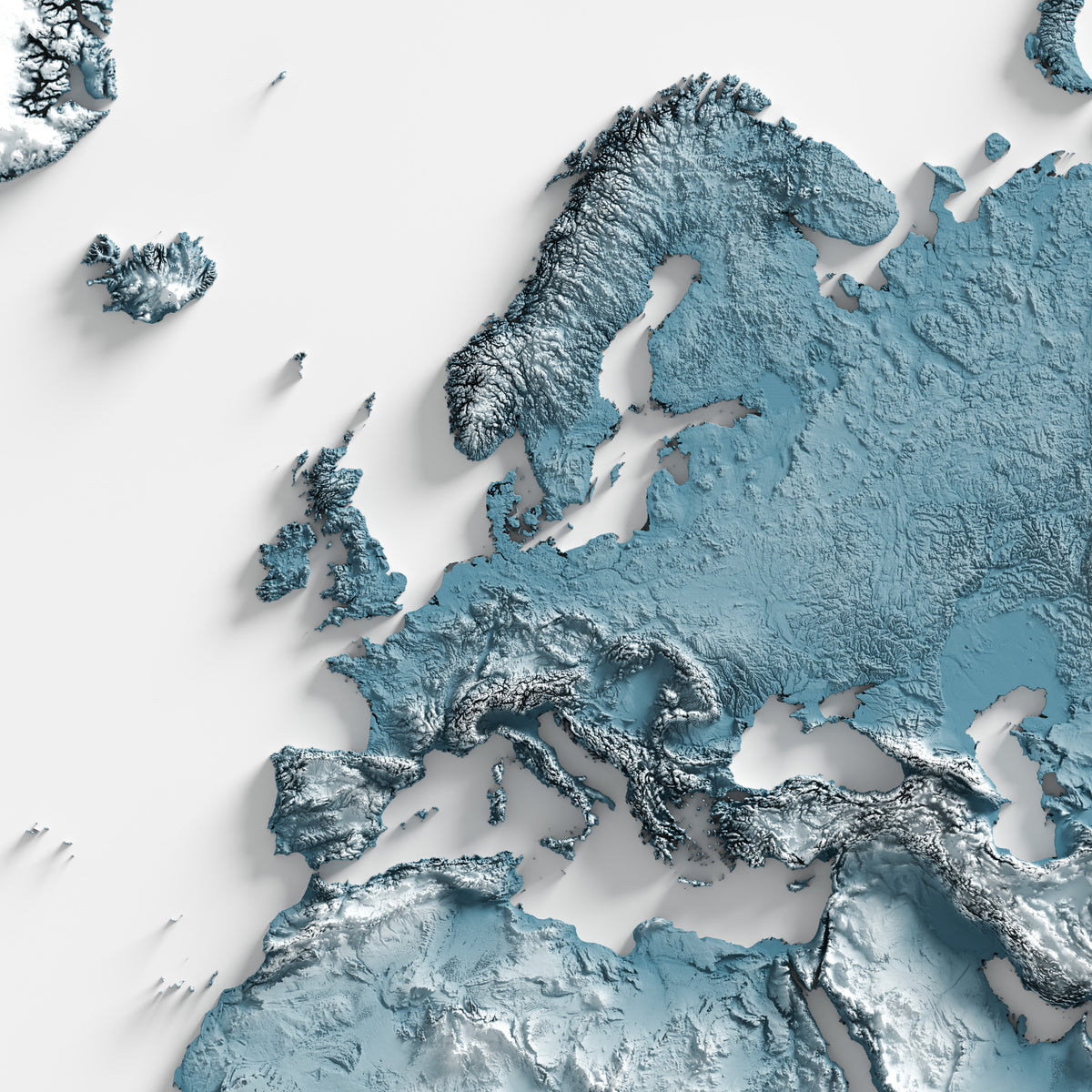 The World Shaded Relief Map – Visual Wall Maps Studio