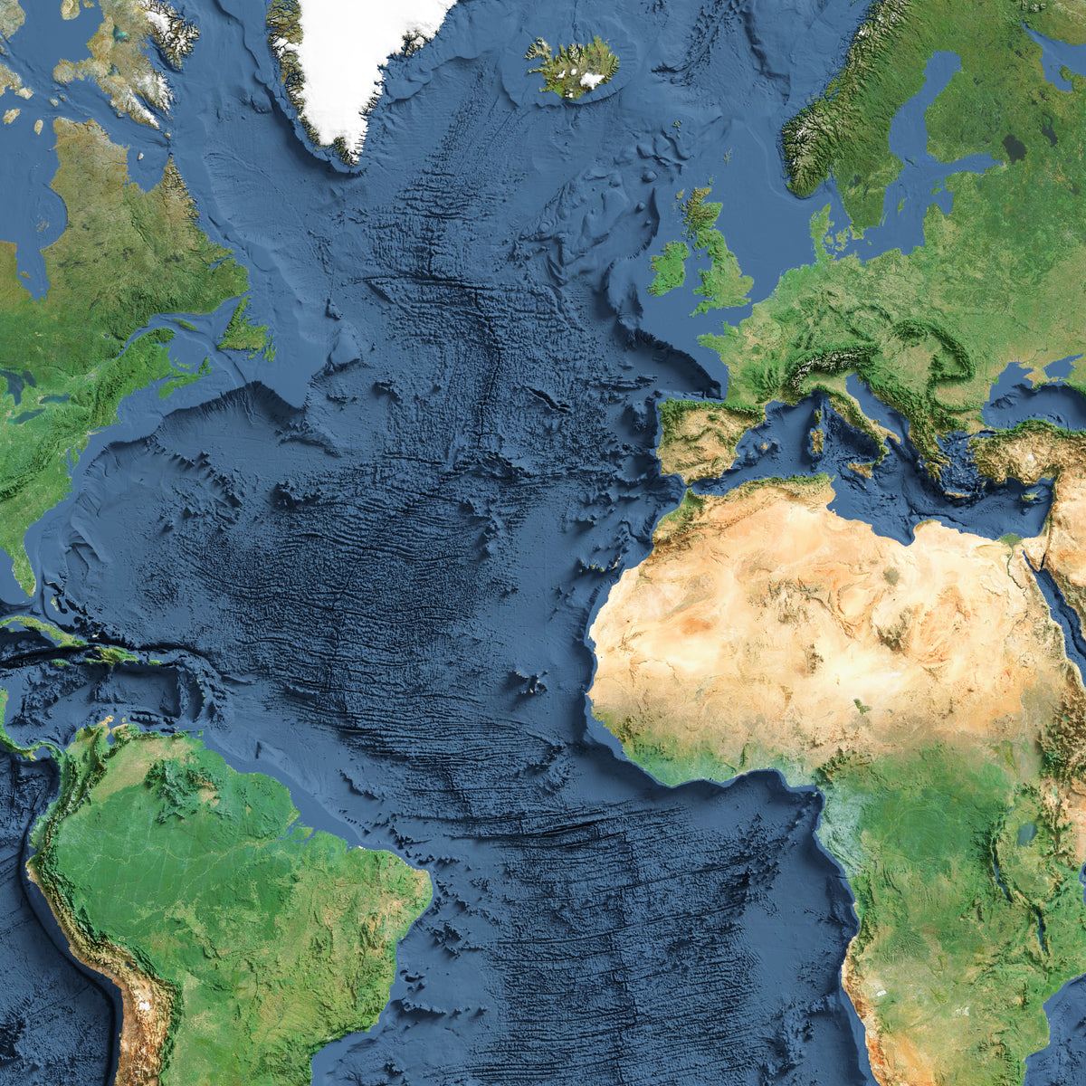 World Imagery Shaded Relief – Visual Wall Maps Studio
