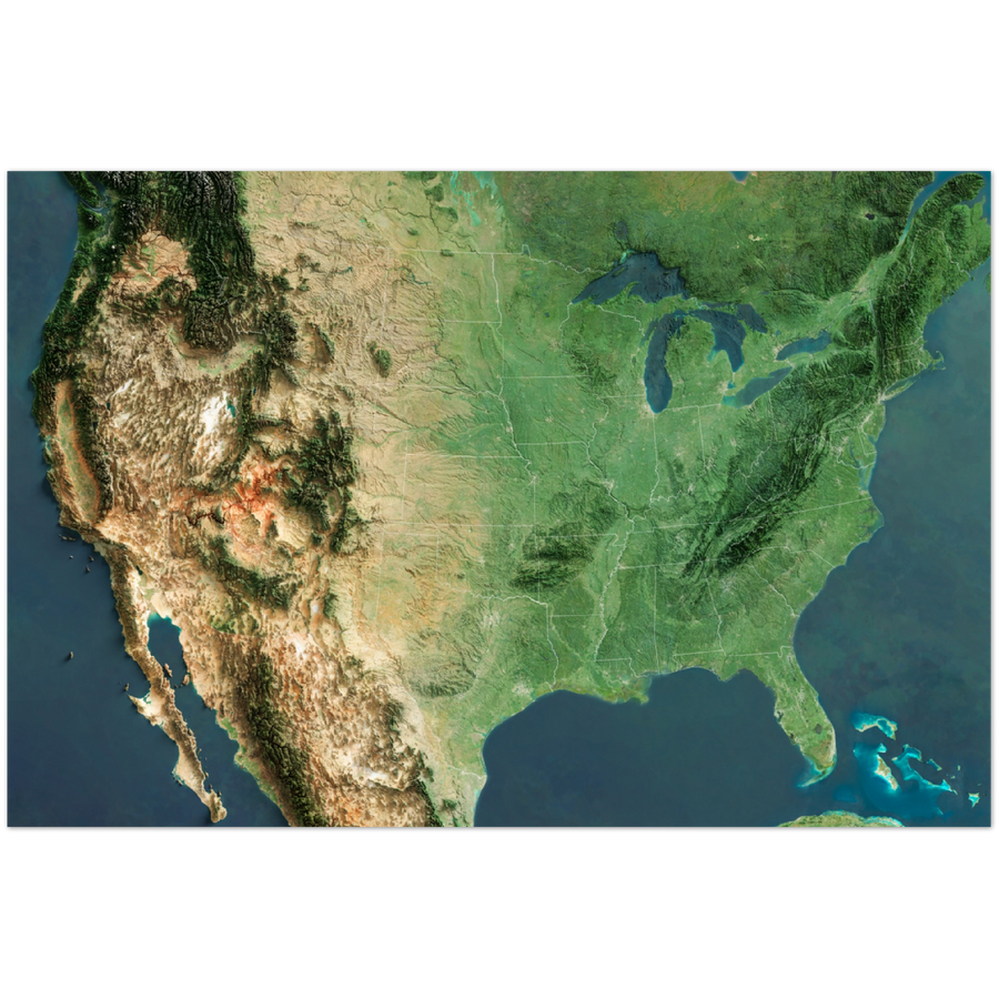 USA (Contiguous) Imagery Shaded Relief – Visual Wall Maps Studio